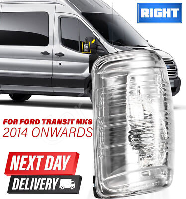FOR FORD TRANSIT MK8 DOOR WING MIRROR INDICATOR LENS CLEAR RIGHT DRIVER ...