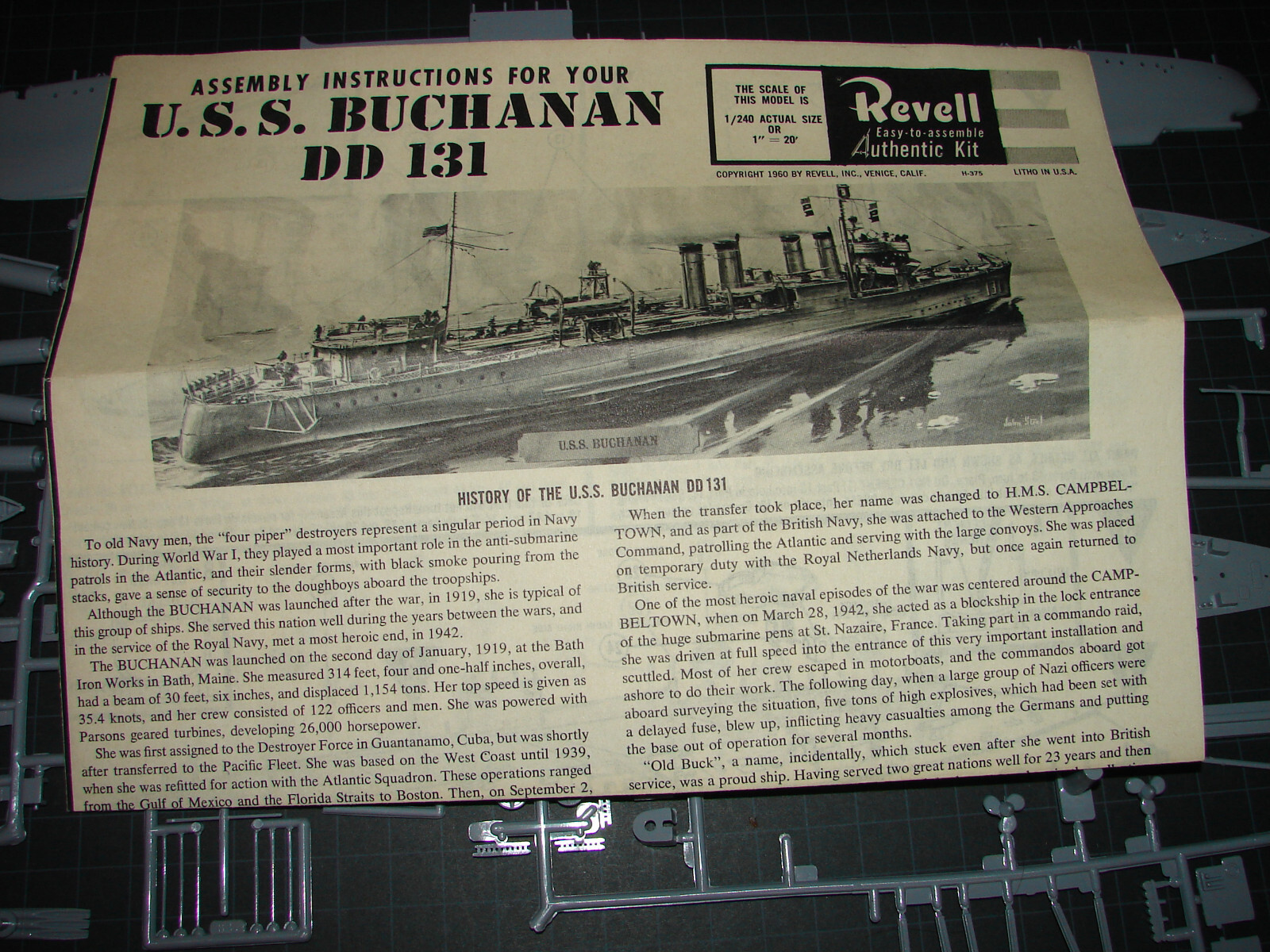1960 ~ Revell ~ USS BUCHANAN 4 Stack Destroyer ~ Rare Picture Fleet | eBay