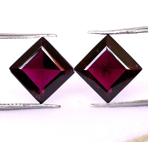 6.73 Cts Natural Red Garnet Square Cut Pair 8 mm Calibrated Loose ...