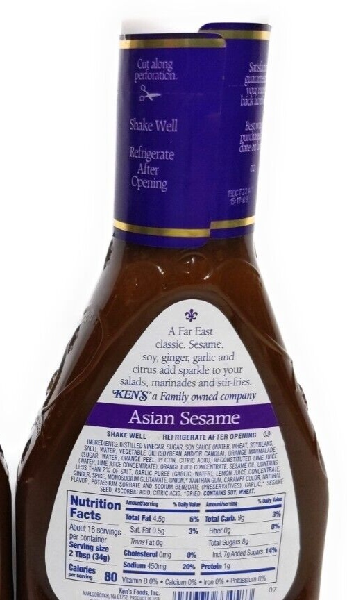 Ken's Steak House Dressing Lite Asian Sesame With Ginger & Soy 16 0z ...
