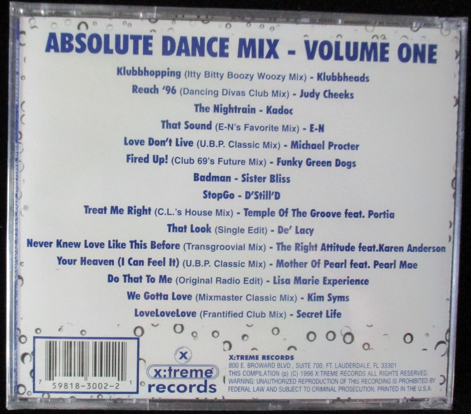 ABSOLUTE DANCE MIX VOLUME ONE - NON STOP DANCE MUSIC CD - BRAND NEW ...