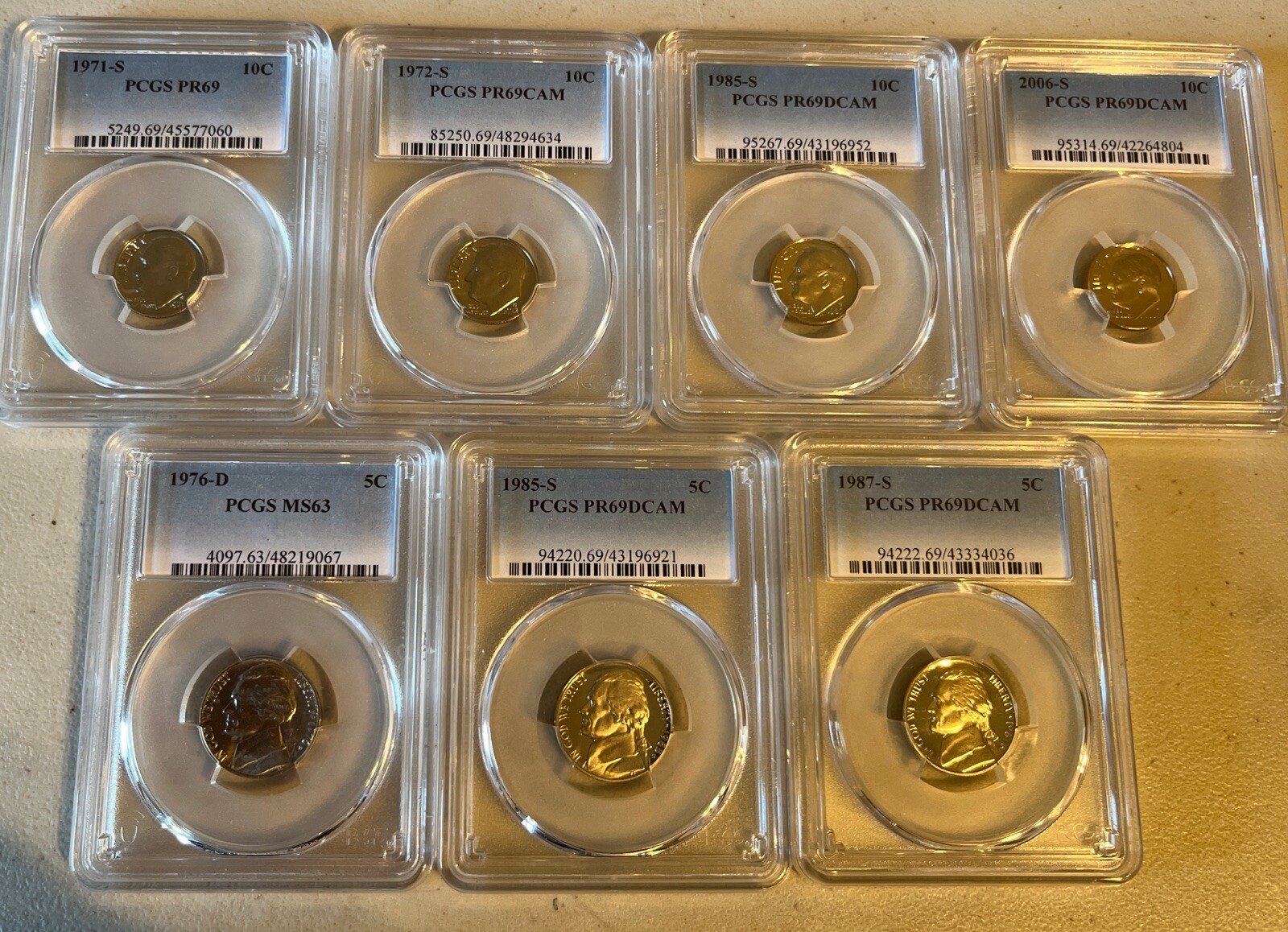 Lot Of 7 PCGS Slabbed Coins, Proofs All PR69 DCAM. See Picture. | eBay