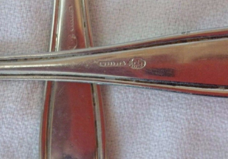 WELLNER GERMAN ANTIQUE Set of 11 Alpacca Silver Spoons Marked Alpacca w ...