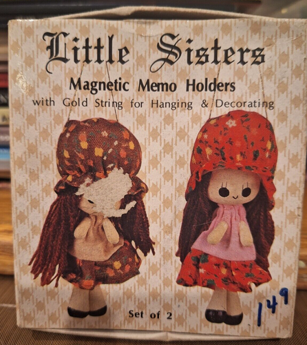 Vintage Set of Handmade Magnetic Memo Holders, 'Little Sisters', Dolls, in Box | eBay