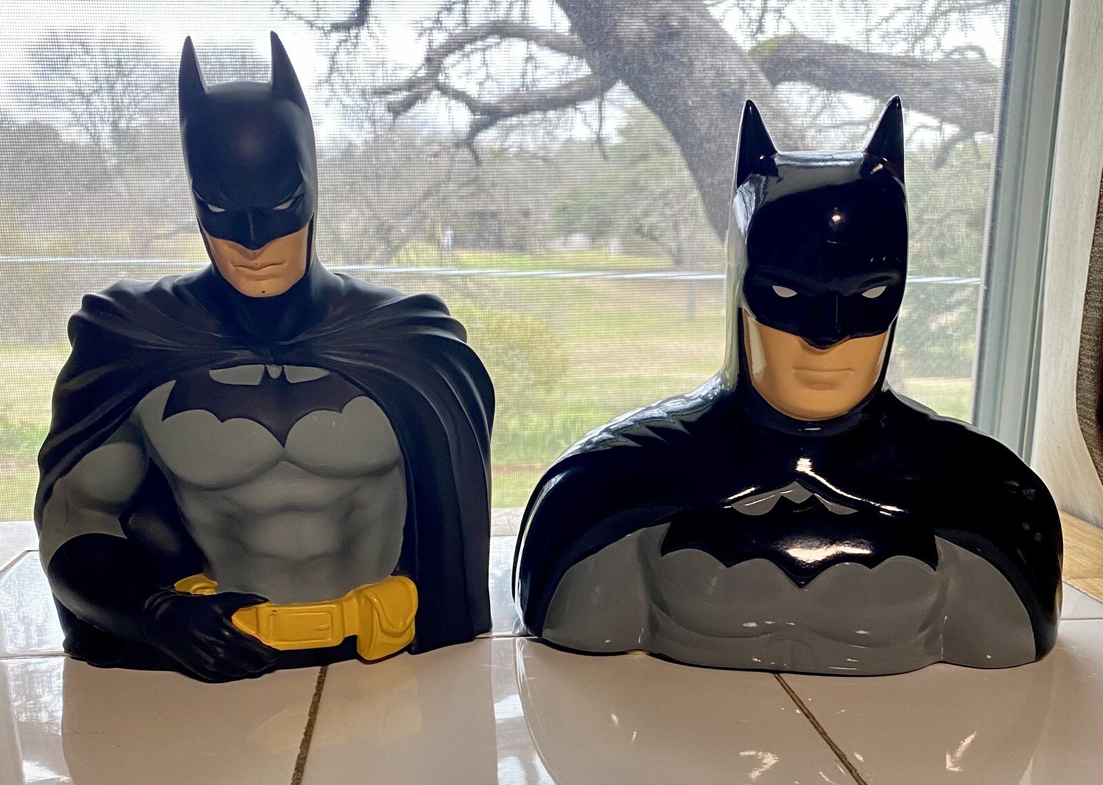 BATMAN BUST COIN BANKS Collection (Ceramic Bank & Vinyl Bank) With ...