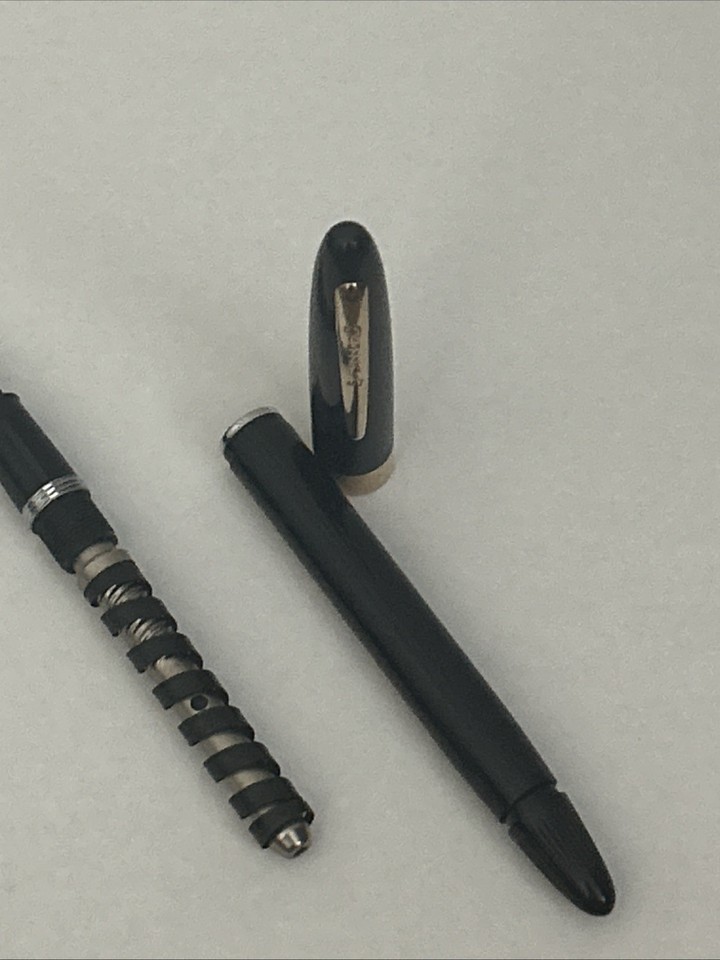 SHEAFFER SARATOGA SNORKEL FOUNTAIN PEN BLACK 14K NIB C 1950 Sheaffer's ...