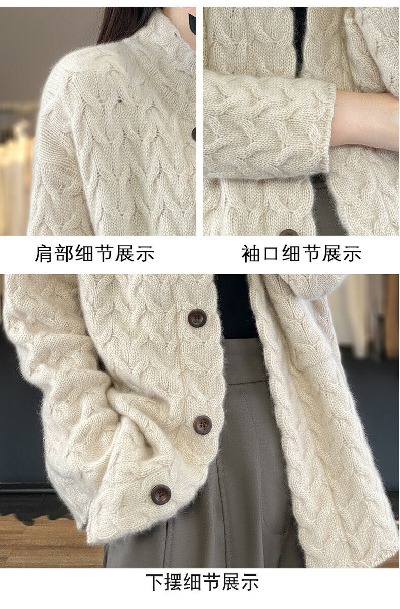 Stand Collar Autumn Winter Womens 100% Wool Single Breasted Stand Collar Autumn Winter Womens 100% Wool Single Breasted
