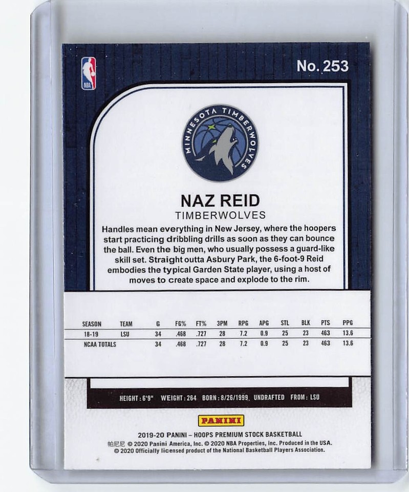 2019-20 Hoops Premium Stock #253 Naz Reid RC p2s-31769 | eBay
