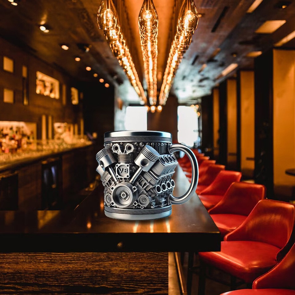 Unique 3D Car Engine Mugs Cup Stainless Steel Coffee Mug V8 Engines ...