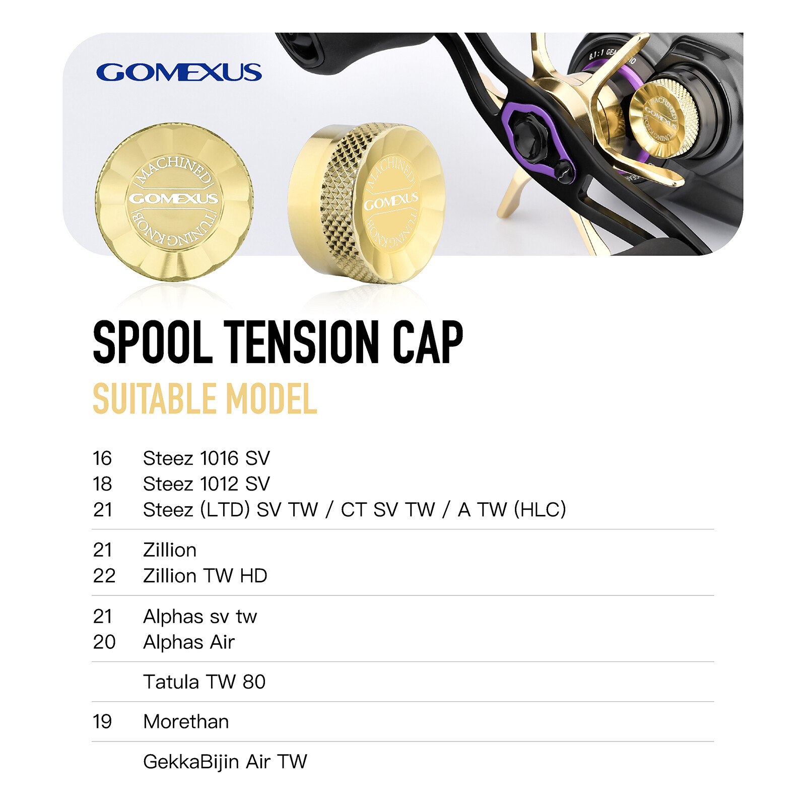 GOMEXUS Spool Tension Cap for Daiwa Steez Zillion Alphas Air Tatula TW ...