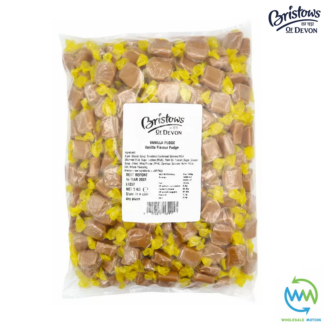 Bristows Of Devon VANILLA FUDGE Classic Wrapped INDIVIDUAL Portion ...