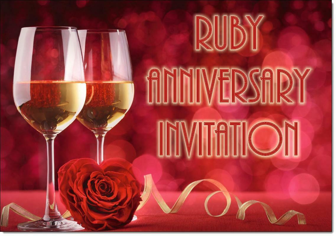 Doodlecards Pack 20x Ruby Wedding Anniversary Invitations 40th Invites ...