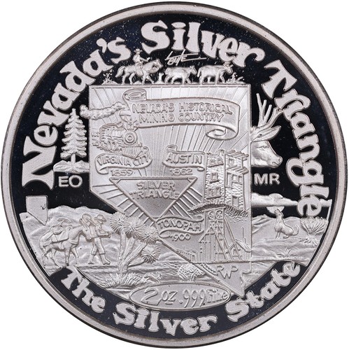 MR NV Heritage Nevada's Silver Triangle 2 oz .999 Fine Silver Round ...