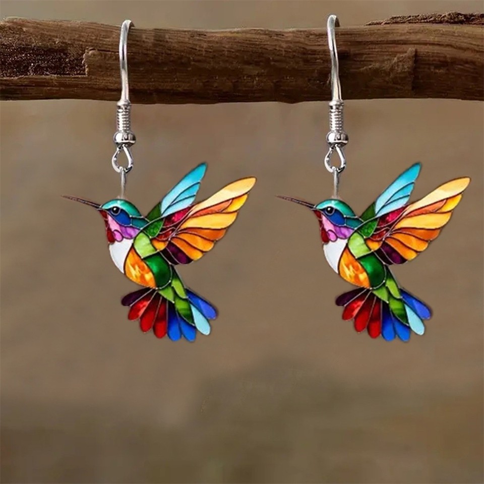 Acrylic Hummingbird Earrings 2D Bird Shape Earrings For Women Girls Ear ...