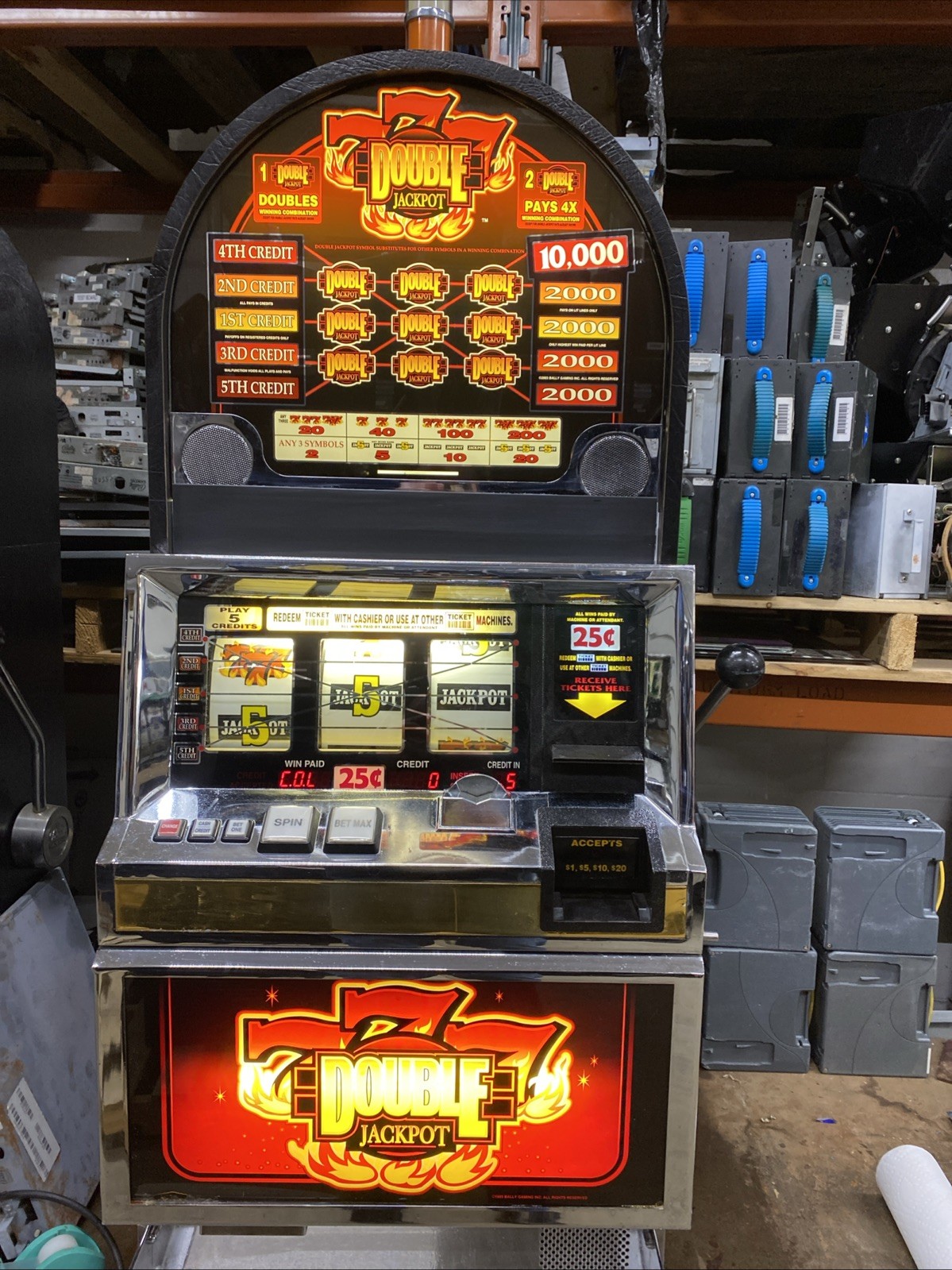 Bally 6000 Blazing 7’s Double Jackpot 5 Coin SLOT MACHINE | eBay
