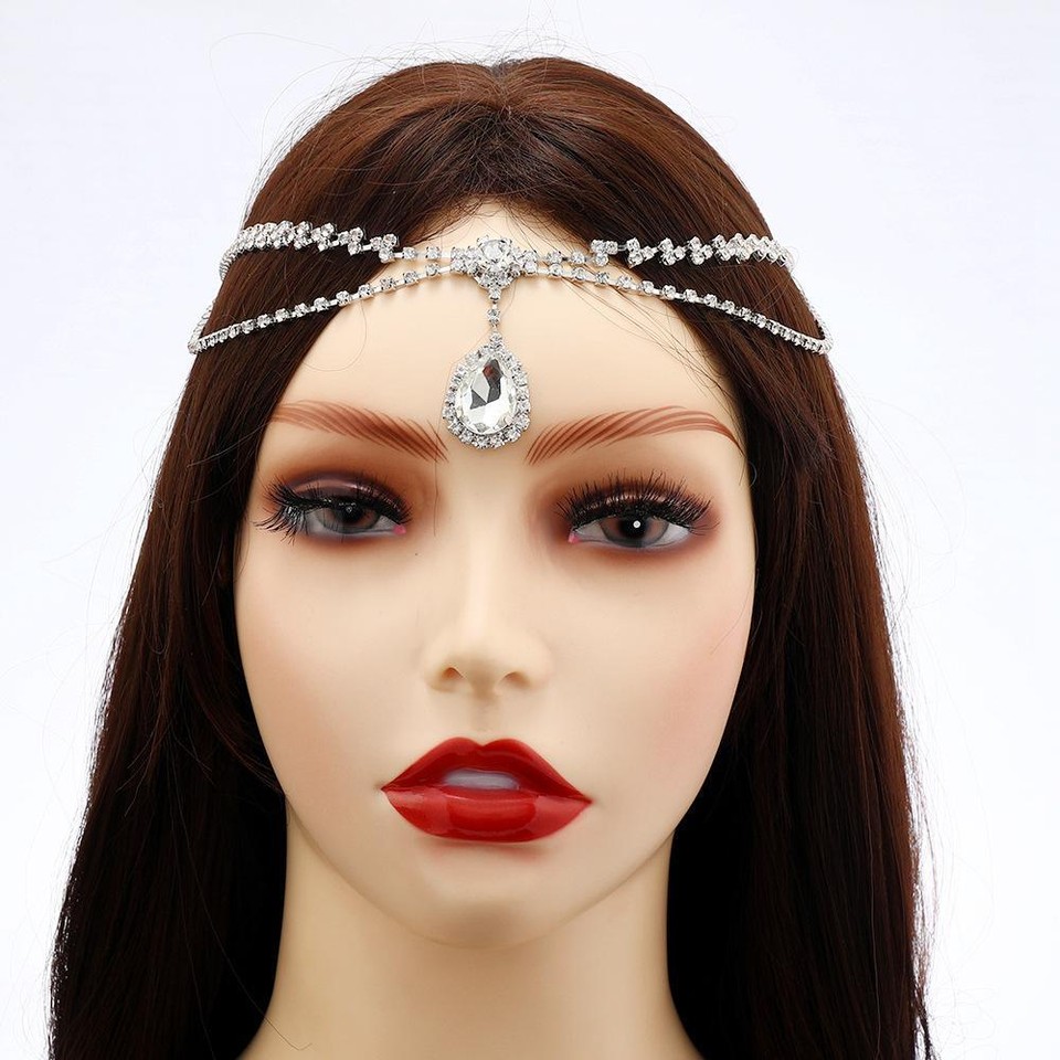 Women Fashion Metal Rhinestone Head Chain Jewelry Headband Head Piece ...