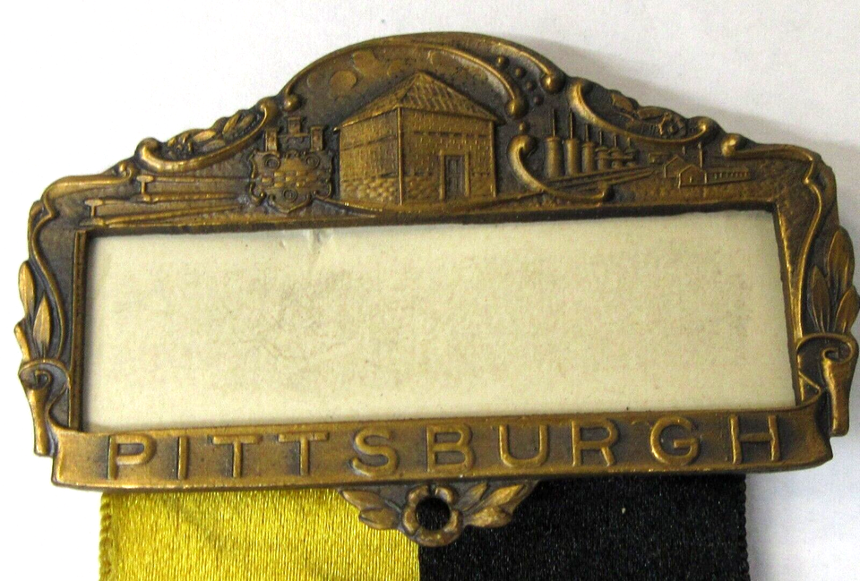 1930's Salesman Sample PITTSBURGH NAME pinback medal ribbon badge mint ...