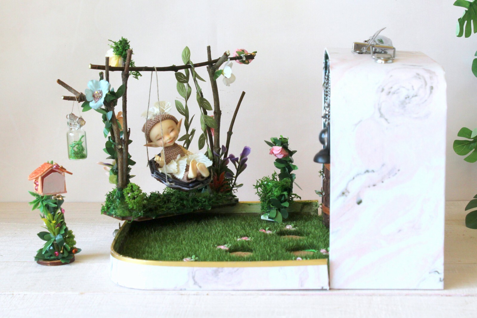 Fairy room in the suitcase. Miniature dollhouse forest diorama 1:12 ...