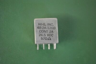 HI-G RELAY 4B-2A-126D 570 OHM 4PDT 2 AMP 5945-00-908-0379 HERMETIC 26 ...