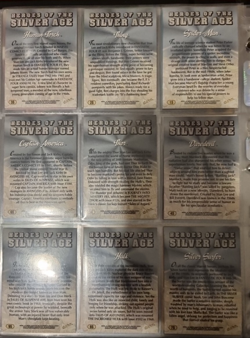 Marvel 1998 SKYBOX HEROES OF THE SILVER AGE Complete CHASE SET (9 Cards ...