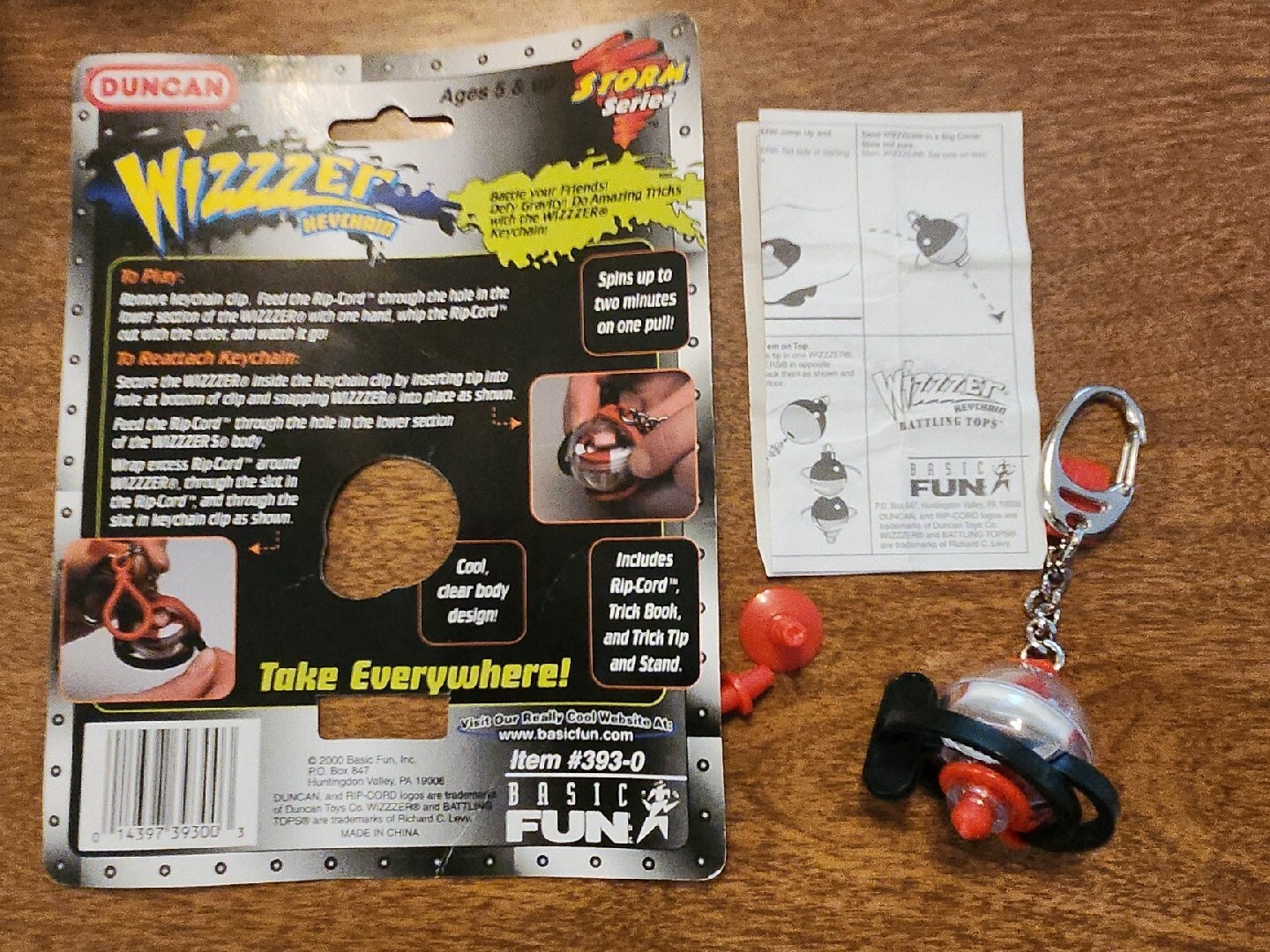 Open Pkg COMPLETE Duncan Wizzer Battling Tops Storm Series Red Keychain ...