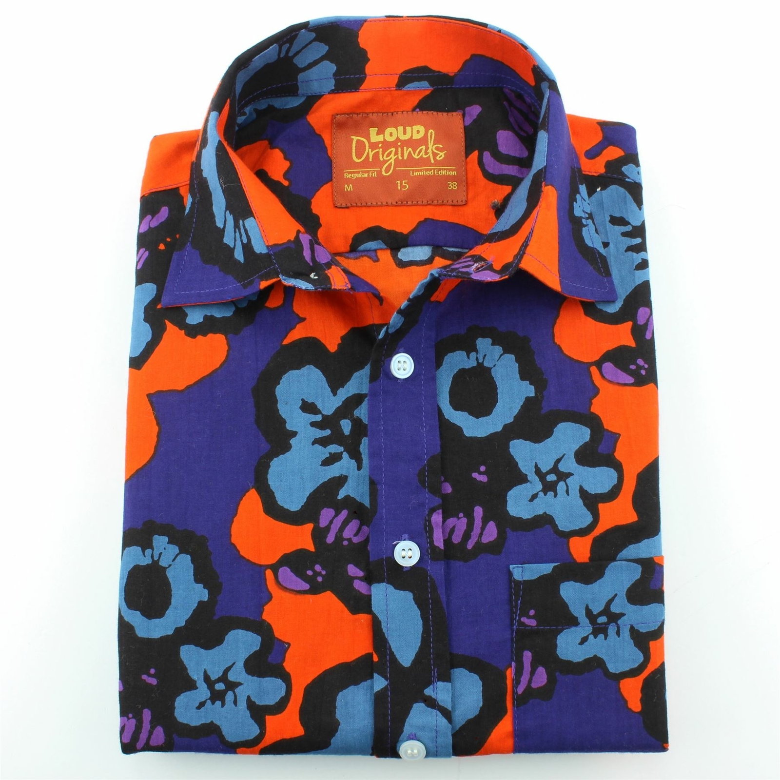 Mens Shirt Loud Originals REGULAR FIT Floral Blue Retro Psychedelic ...
