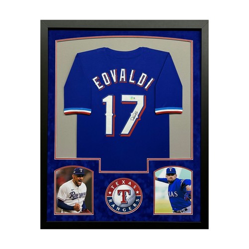 Nathan Eovaldi Signed Blue Custom Suede Matte Framed Baseball Jersey ...