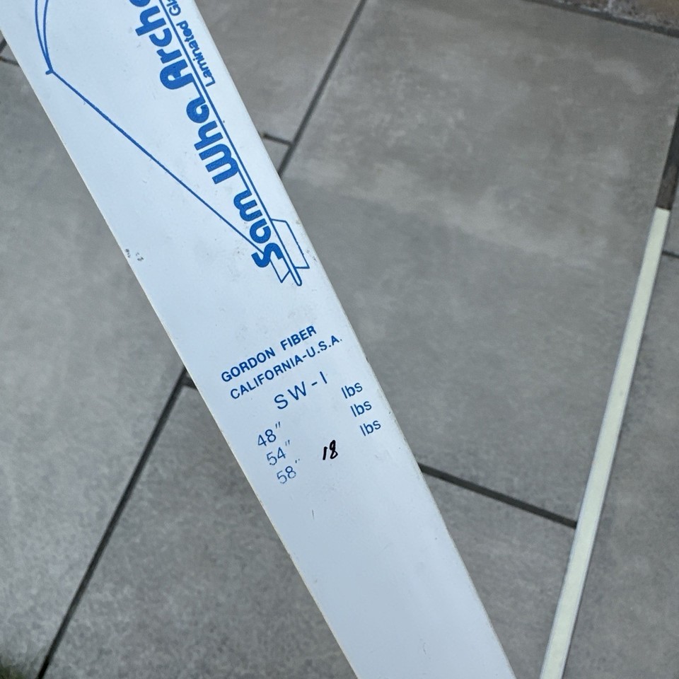 Vintage SAM WHA ARCHERY Gordon Fiber Made In USA Take Down Recurve Bow ...