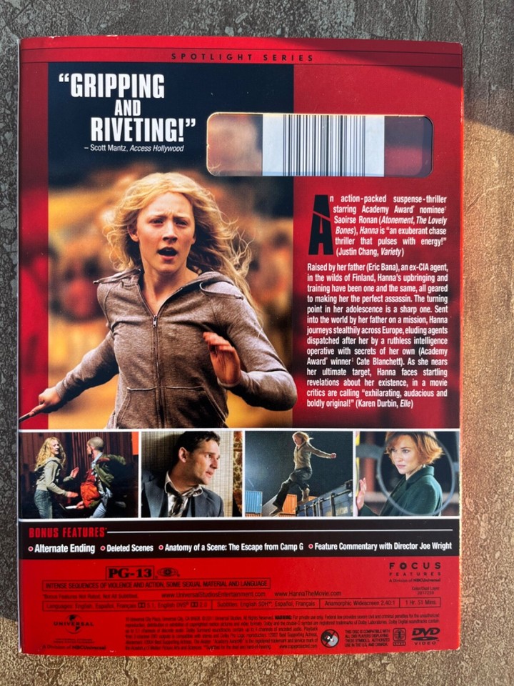 Hanna DVD rated PG-13 (Saoirse Ronan, Eric Bana, Cate Blanchett) | eBay UK