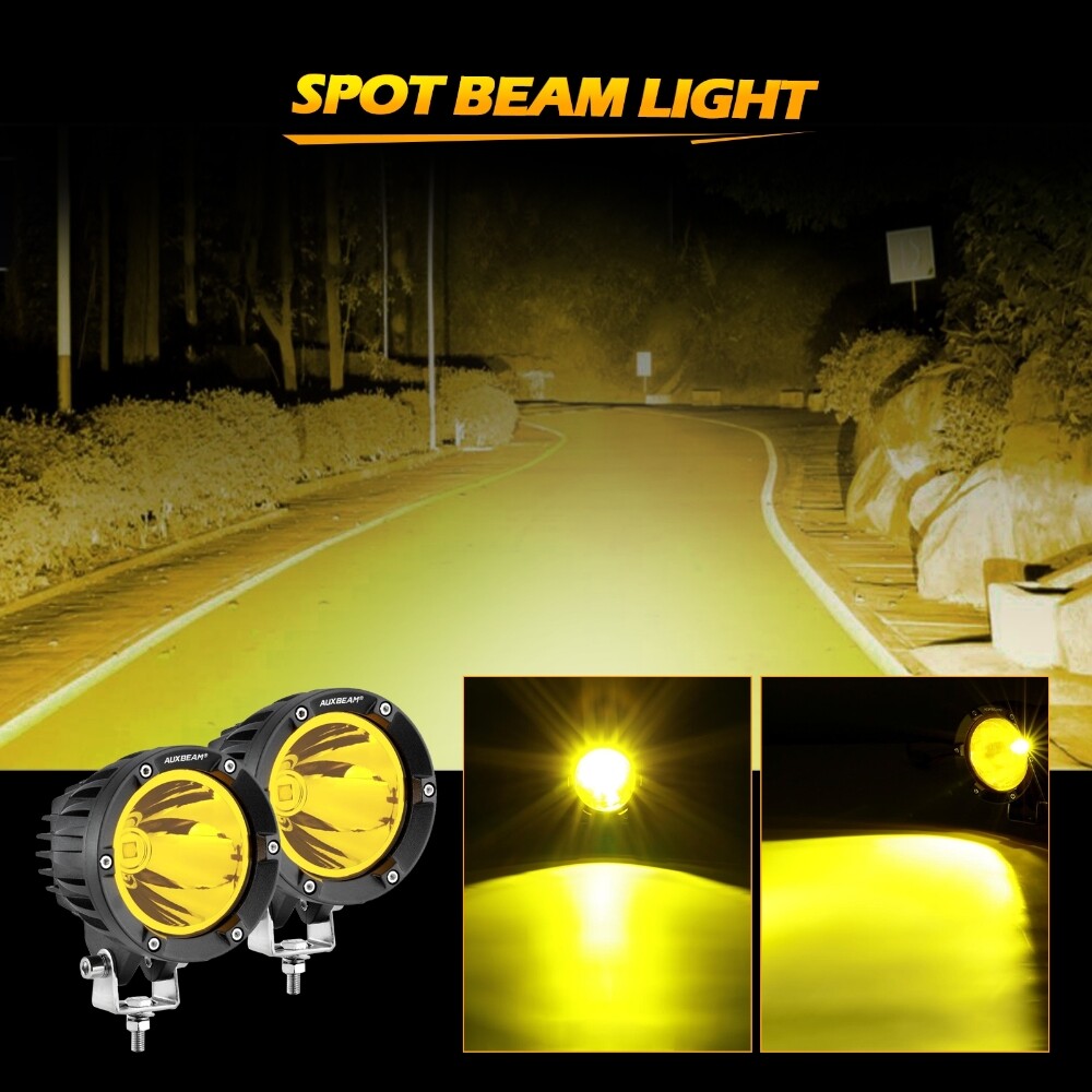 AUXBEAM Pair 4" Amber LED Work Lights Spot Pods Offroad Driving Lamp ...