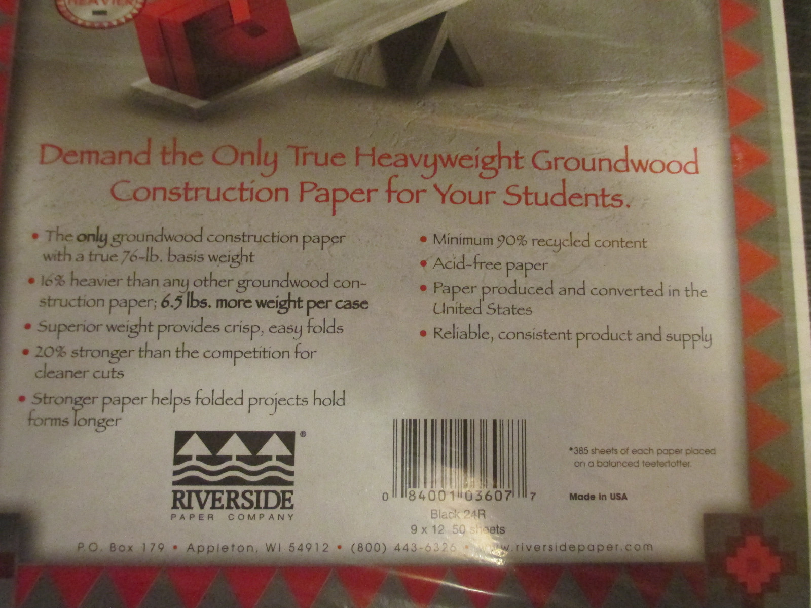 Pacon Riverside Construction Paper 76 Lbs 9 X 12 Black 50 Shts PK Pac ...