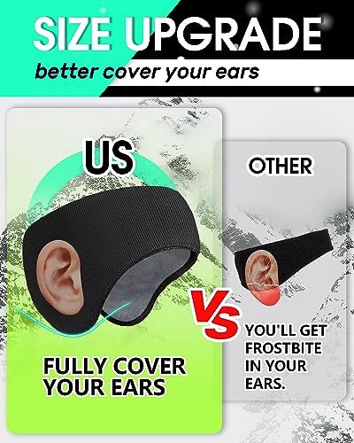 Double-Layer Ear Warmer Headband-Knit Fuzzy Lined Winter Ear Muff for ...