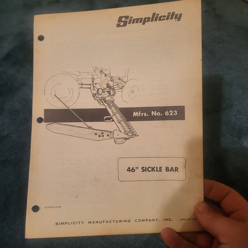 Simplicity Model 623 Sickle Bar 46" Inch Operator’s, Owners Parts ...