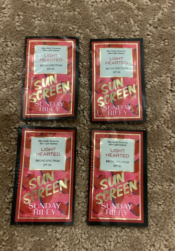 4x Sunday Riley Light Hearted Sun Screen SPF 30 Skin Care Sample 1mL ...