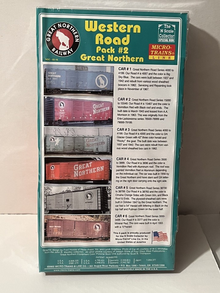 MICRO TRAINS 02-16 GREAT NORTHERN NSC GN 6 PACK 40' DD BOX CARS SPECIAL ...