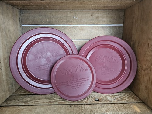 Corning Baking Dishes Visionware Rare Set Of 3 With Lids Cranberry ...