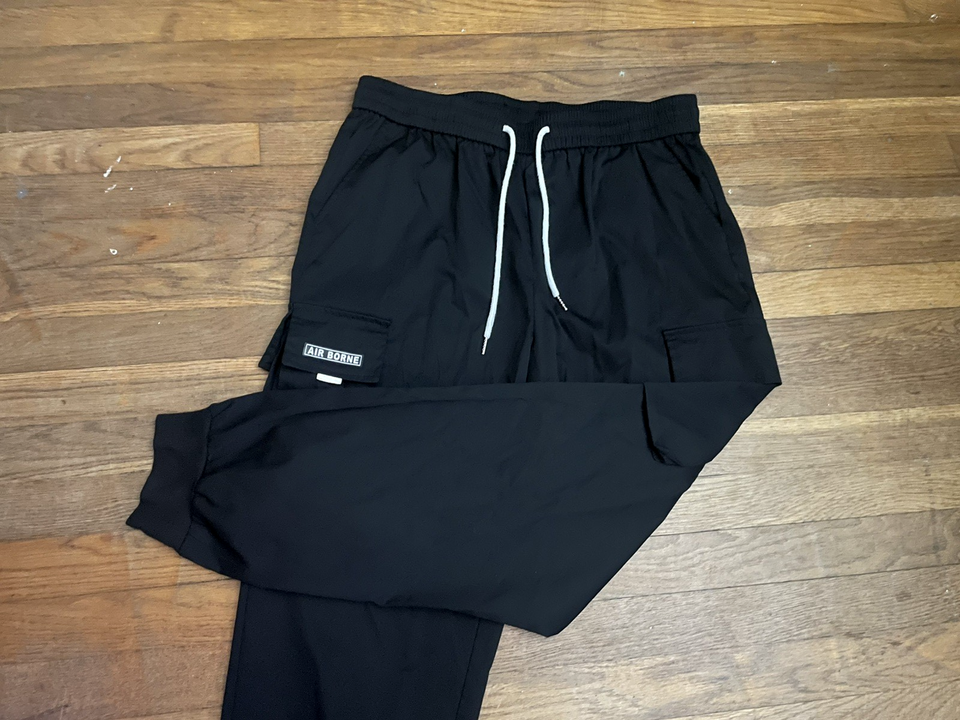 Men Flap Pocket Drawstring Waist Joggers Cargo Pants Loose-Fit XL Black ...