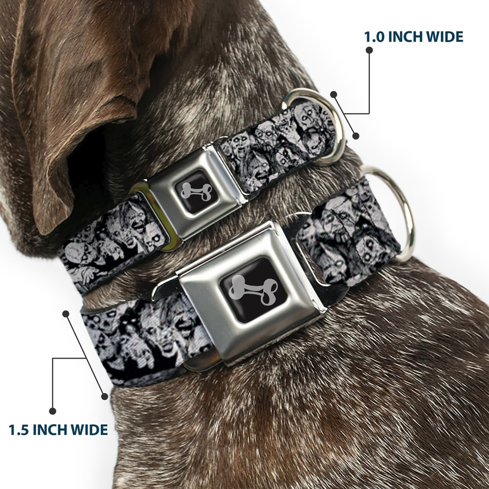 Dog Collar Bone Zombie Skulls Sketch WIDE-Large 20-31" (US IMPORT ...