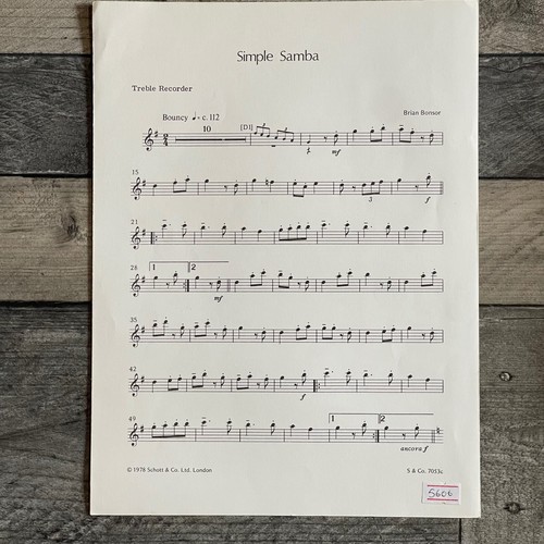 Simple Samba For Treble Recorder Sheet Music | eBay UK