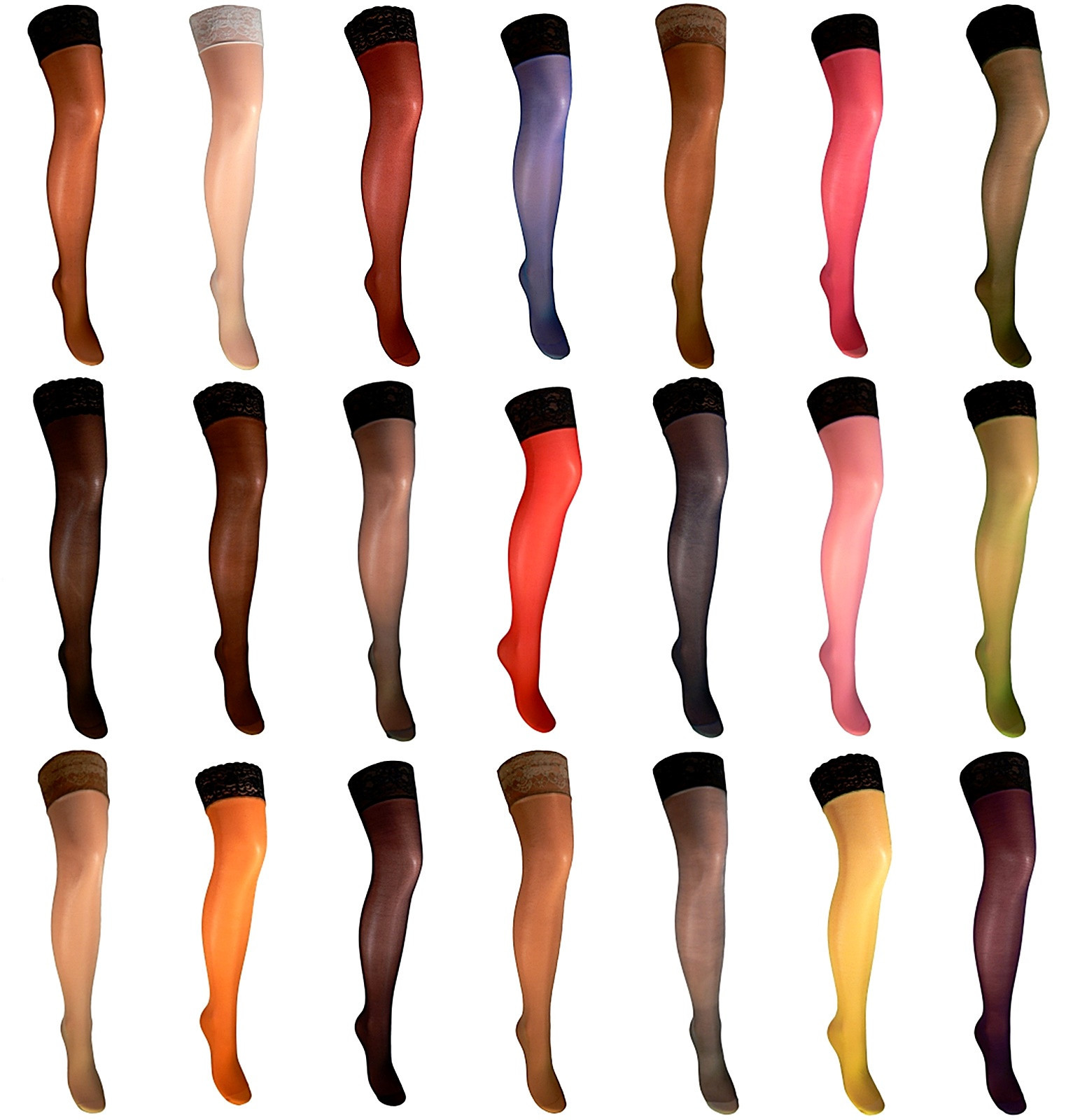 Halterlose Strümpfe Lycra glänzend mit Spitze 20 den alle Farben alle ...