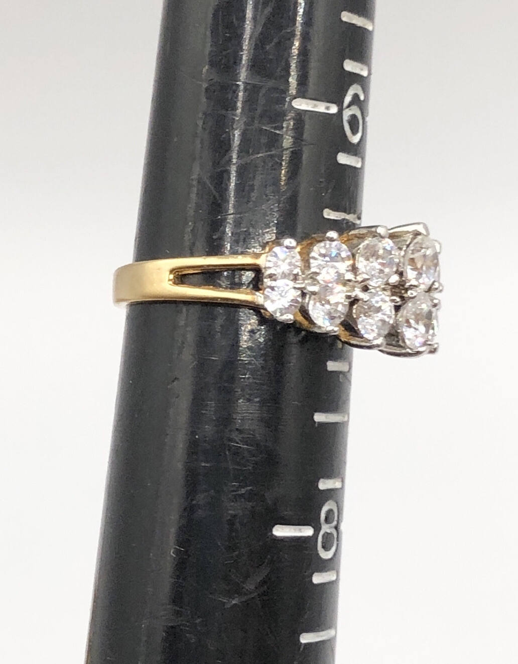 Vintage Seta 18k HGE Gold CZ Rhinestone Ring Size 7 - Gem