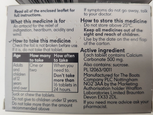 Peppermint Antacid 96 Chewable Tablets Heartburn Indigestion Ant Acid ...