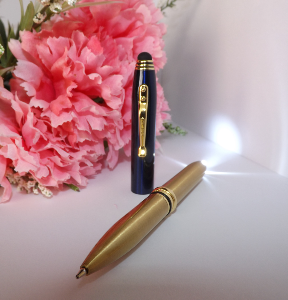 3 in 1 Crowne Triple Navy Flashlight Stylus Antimicrobial Adler Pen ...