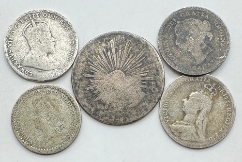 5 x Damaged/Warn Silver Coins - All Have Some Silver Content - No ...