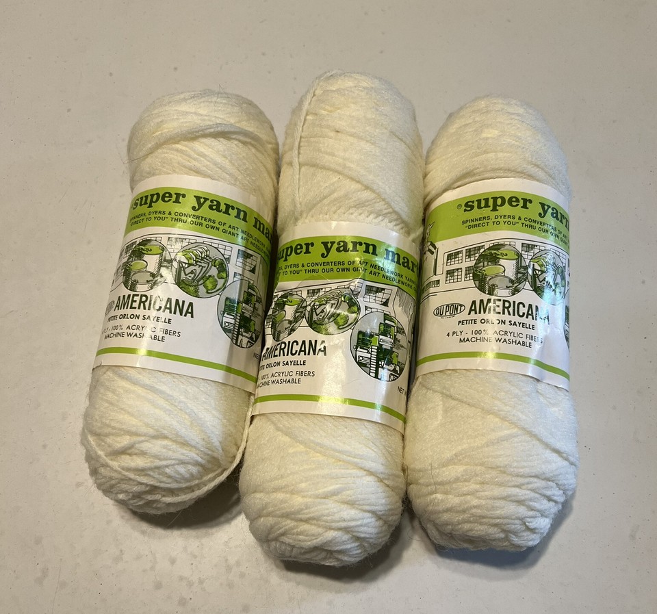 Super Yarn Mart DuPont 4 Ply Americana Petite Orlon Sayelle 5 Skein Lot ...