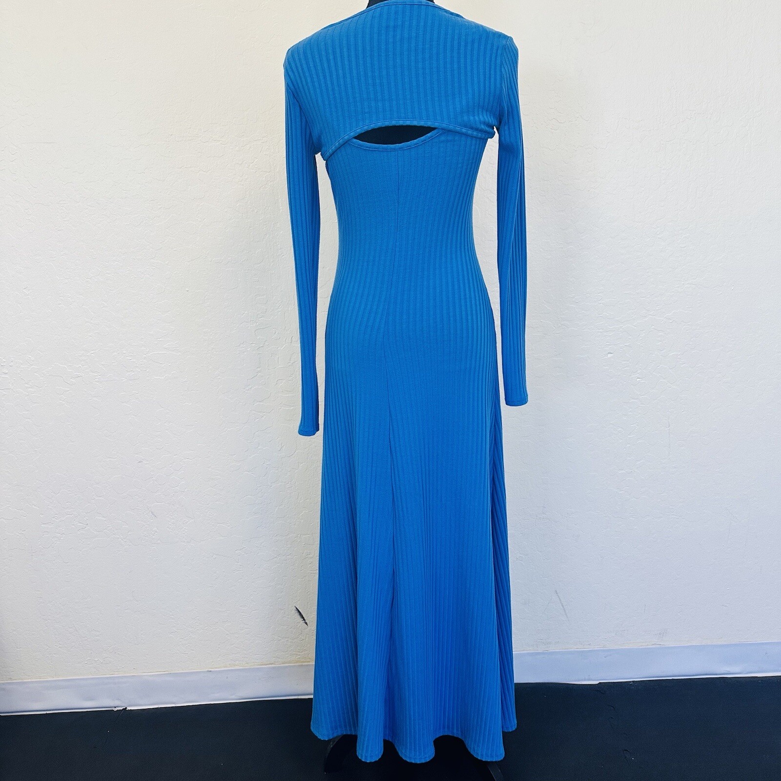 Topshop Long Sleeve Overlay Ribbed Maxi Dress size 6 | eBay