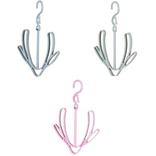 3 pcs Rotatable Clothes Plastic 2 Hooks Shoe Racks Drying Hanger ...