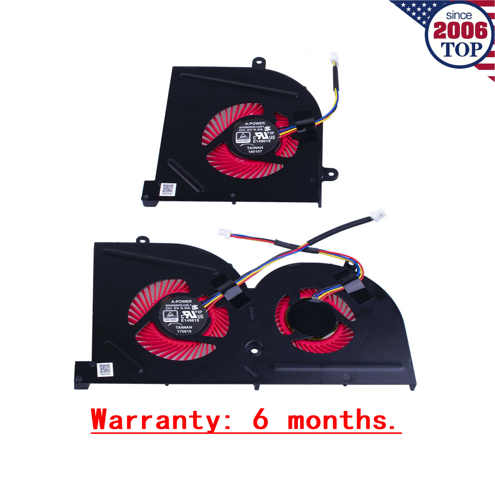 CPU+GPU Cooling Fan for MSI GS63 GS63VR GS73 Series Pair Fans US ...