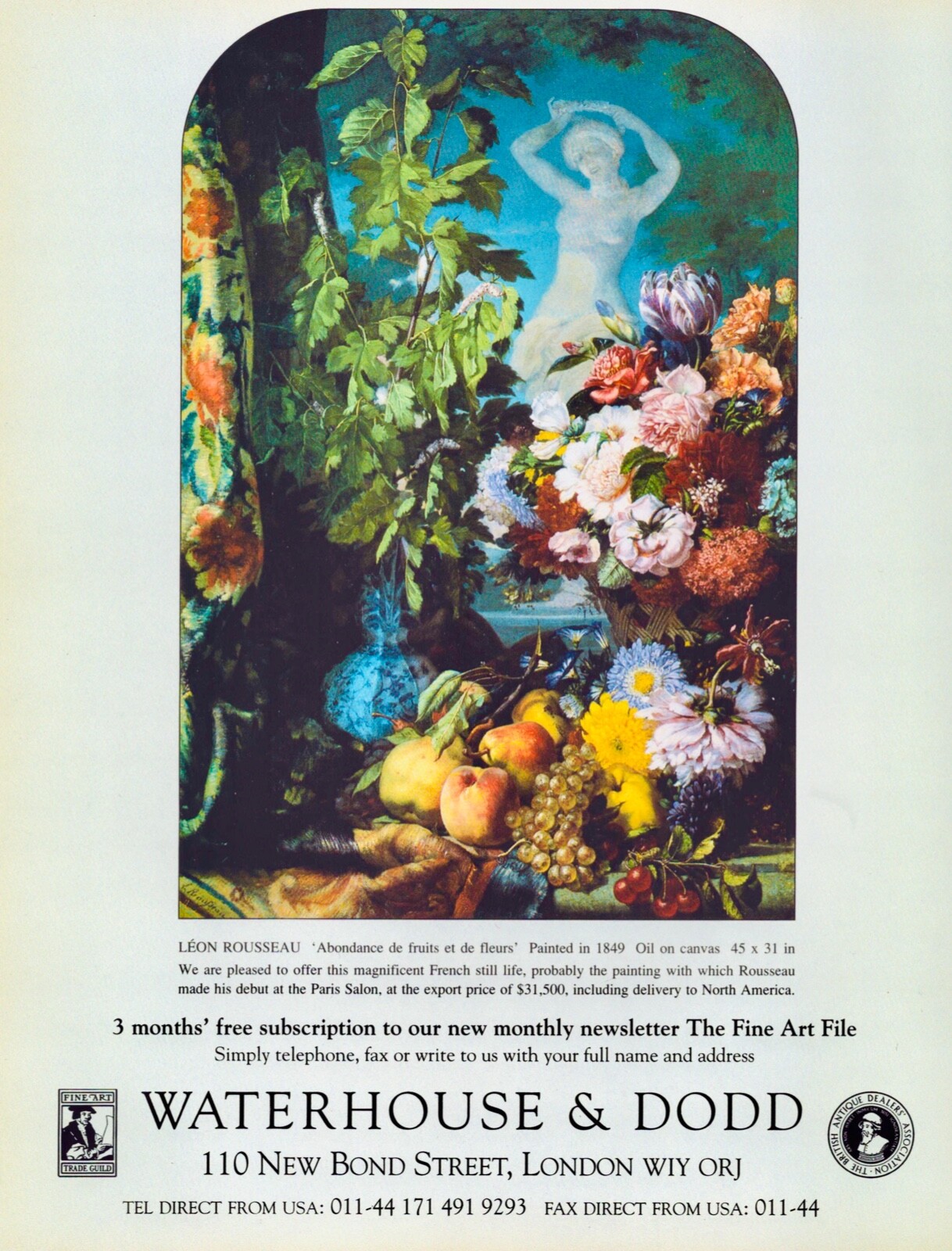 LEON ROUSSEAU Art Gallery Exhibit ~ VINTAGE PRINT AD ~ 1996 | eBay