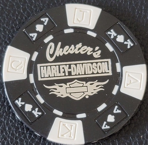 CHESTER'S HD ~ FT. LAUDERDALE, FLORIDA (Black AKQJ) - Harley Poker Chip ...